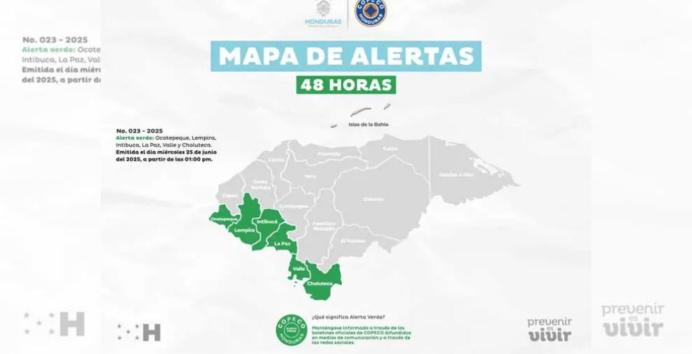 Copeco declara Alerta Verde para seis departamentos del suroccidente