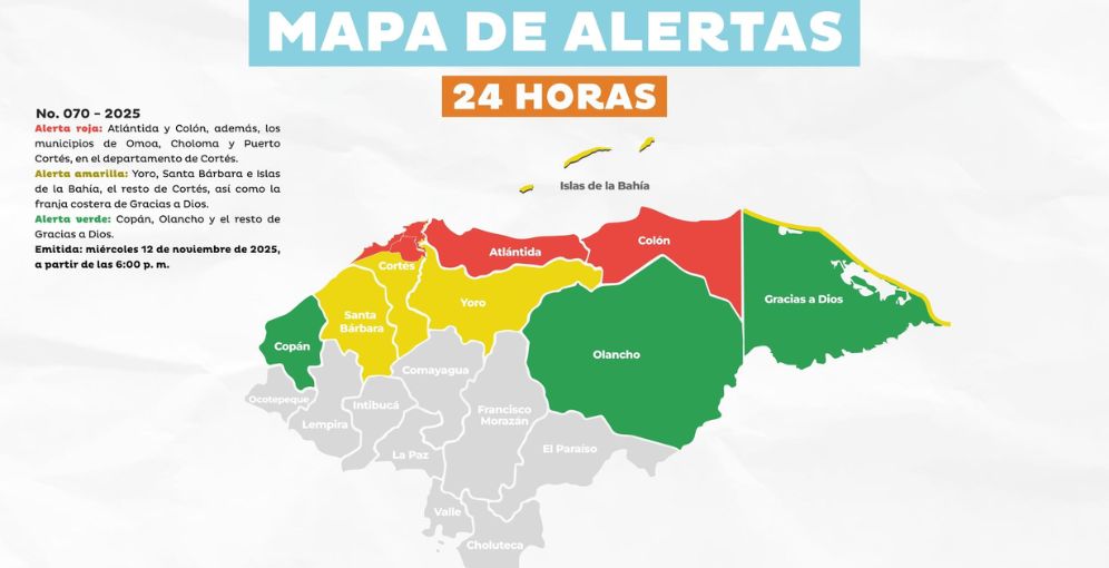 Copeco extiende por 24 horas actuales alertas por lluvias y frente frío