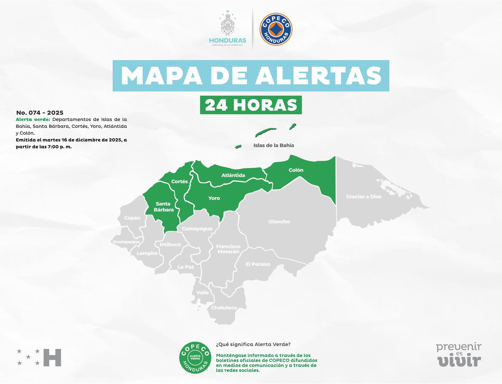 Copeco extiende la alerta verde en seis departamentos por lluvias