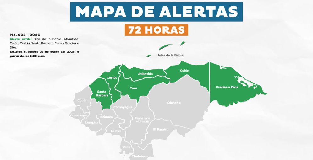 Copeco mantiene alerta verde para siete departamentos por 72 horas