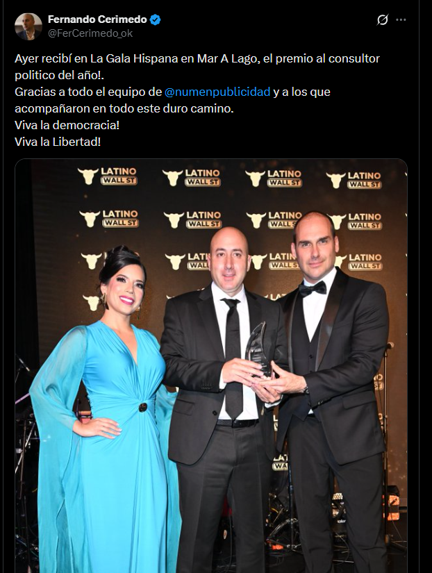 Fernando Cerimedo gana premio al consultor político hispano del año