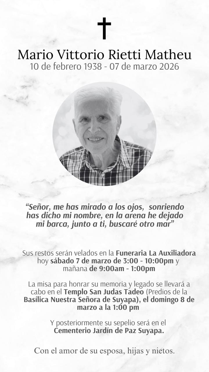 Fallece Mario Vittorio Rietti Matheu a los 88 años