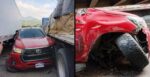 Pick up es “arremachado” por 2 camiones en carretera CA-4