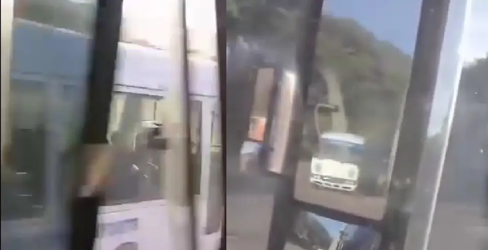 Captan a microbús policial rebasando en curva y genera preocupación (Video)