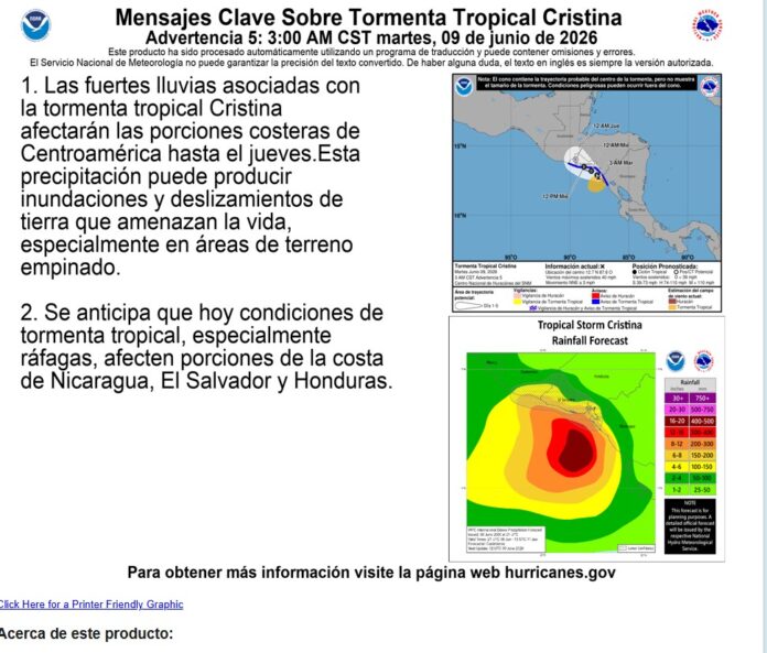 EN VIVO: Sigue aquí el recorrido de la tormenta tropical Cristina