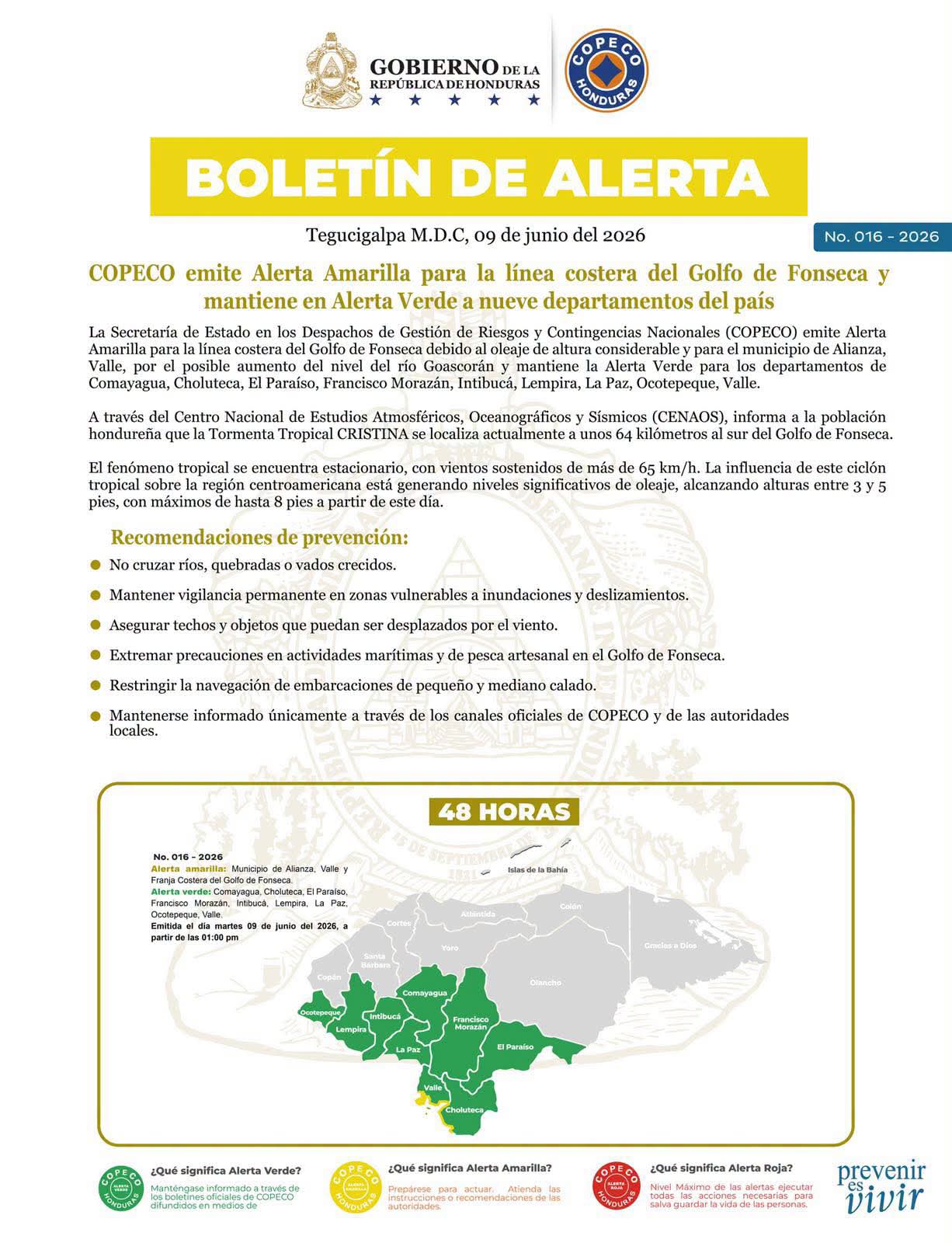 Copeco declara alerta amarilla en el Golfo de Fonseca por tormenta ...